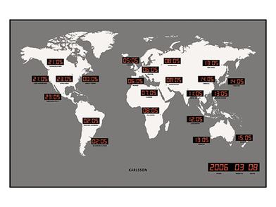 Reloj de pared LED con las horas de todo el mundo